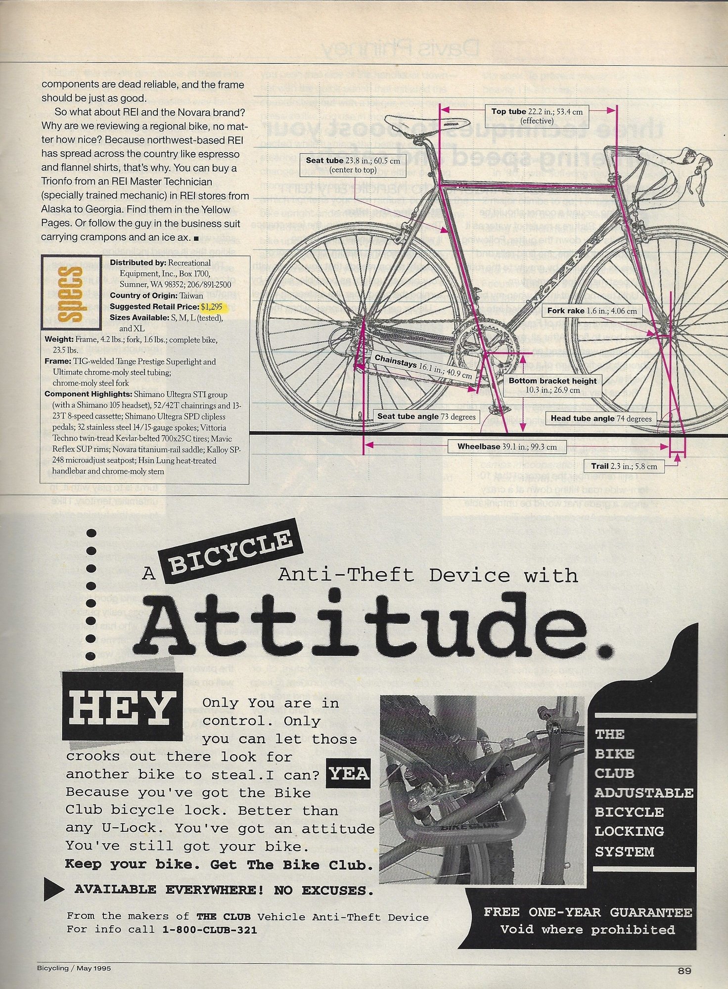 Bike Forums - Road Test/Bike Review (1995) REI Novara Trionfo (road)