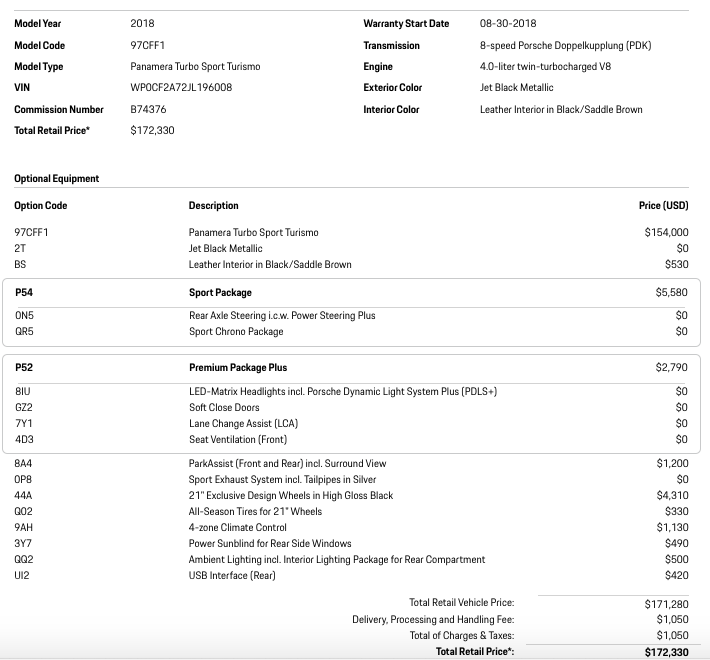 2018 Panamera Sport Turismo-TURBO-CPO-STUNNING SPEC! - Rennlist ...