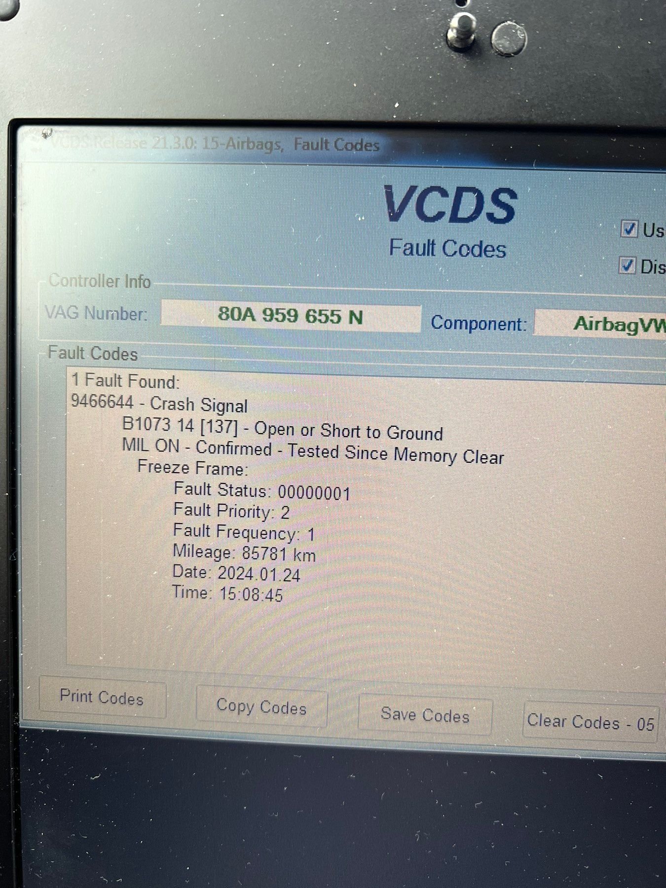 B1073 14 [137] - Open or Short to Ground - AudiWorld Forums