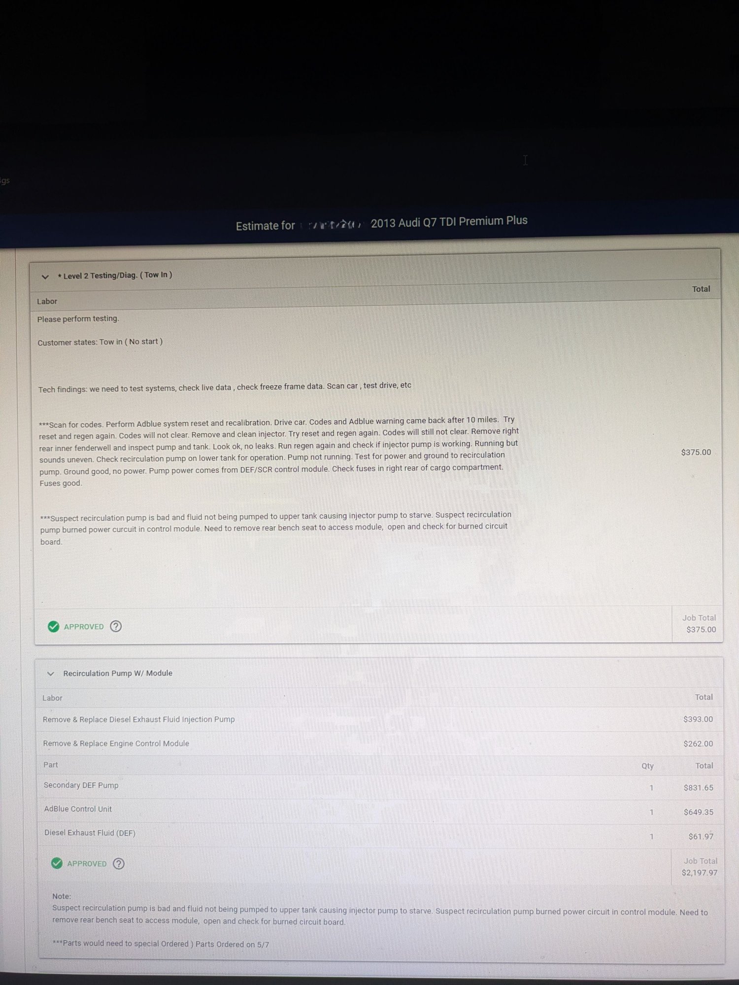 Audi Q7 Adblue Fault Nightmare - AudiWorld Forums