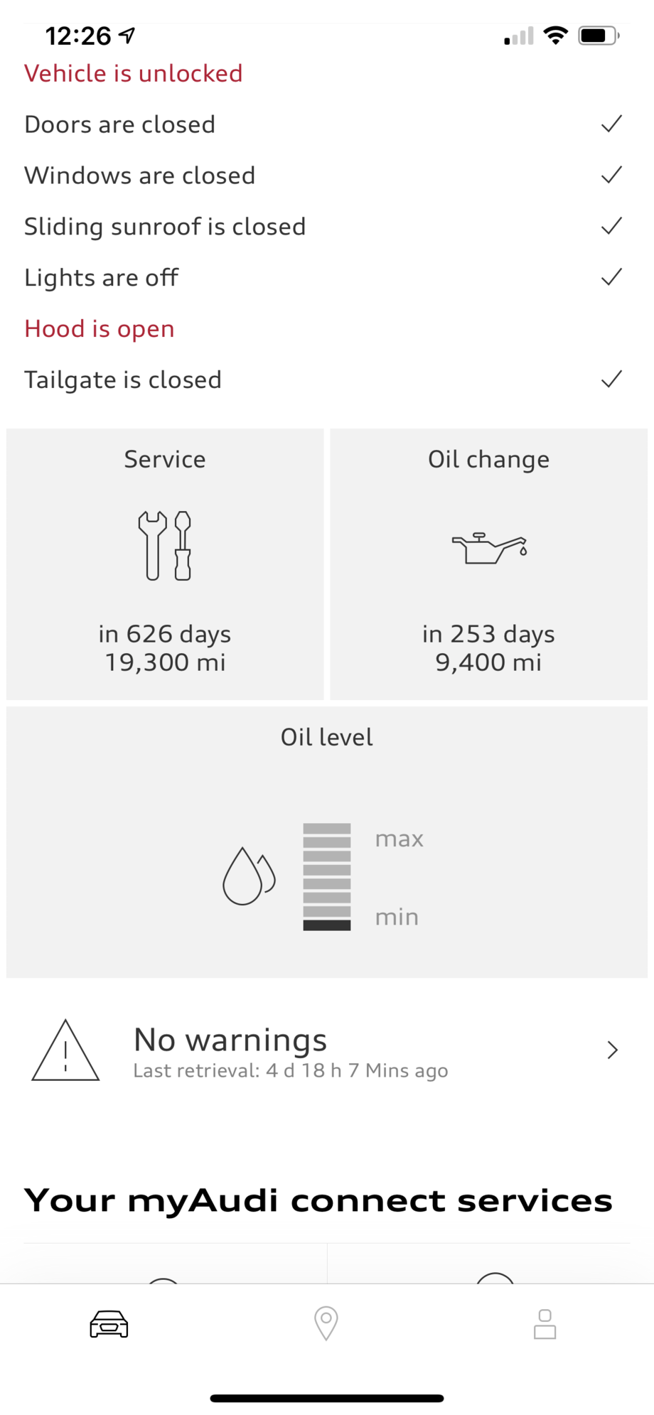 Oil level indicator on MyAudi app. - AudiWorld Forums