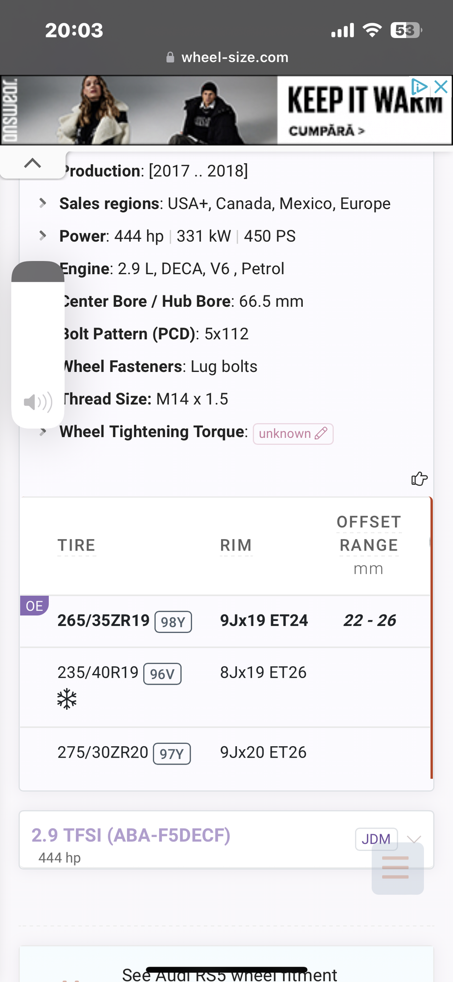 RO: Tire 265 35 R19? - AudiWorld Forums