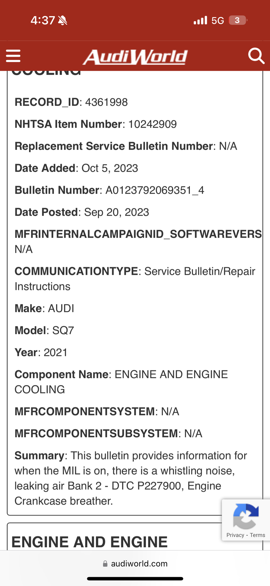SQ7 Crankcase Breather - P227900 HELP! - AudiWorld Forums