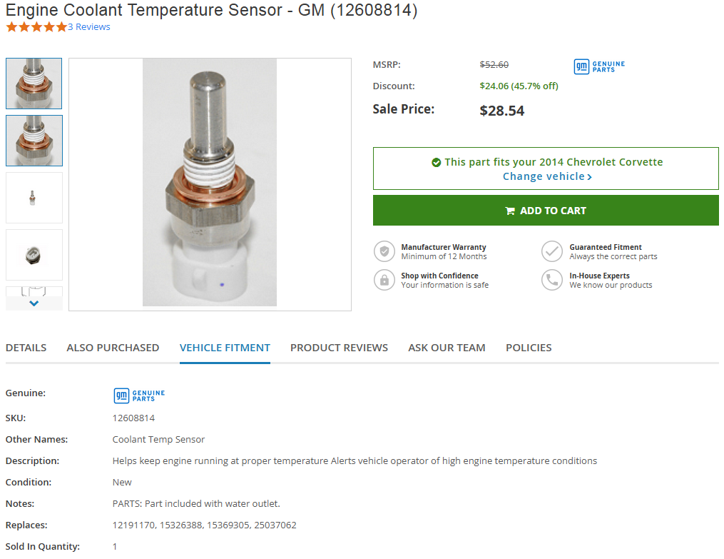 OEM Coolant Temp Sensor question - CorvetteForum - Chevrolet Corvette ...
