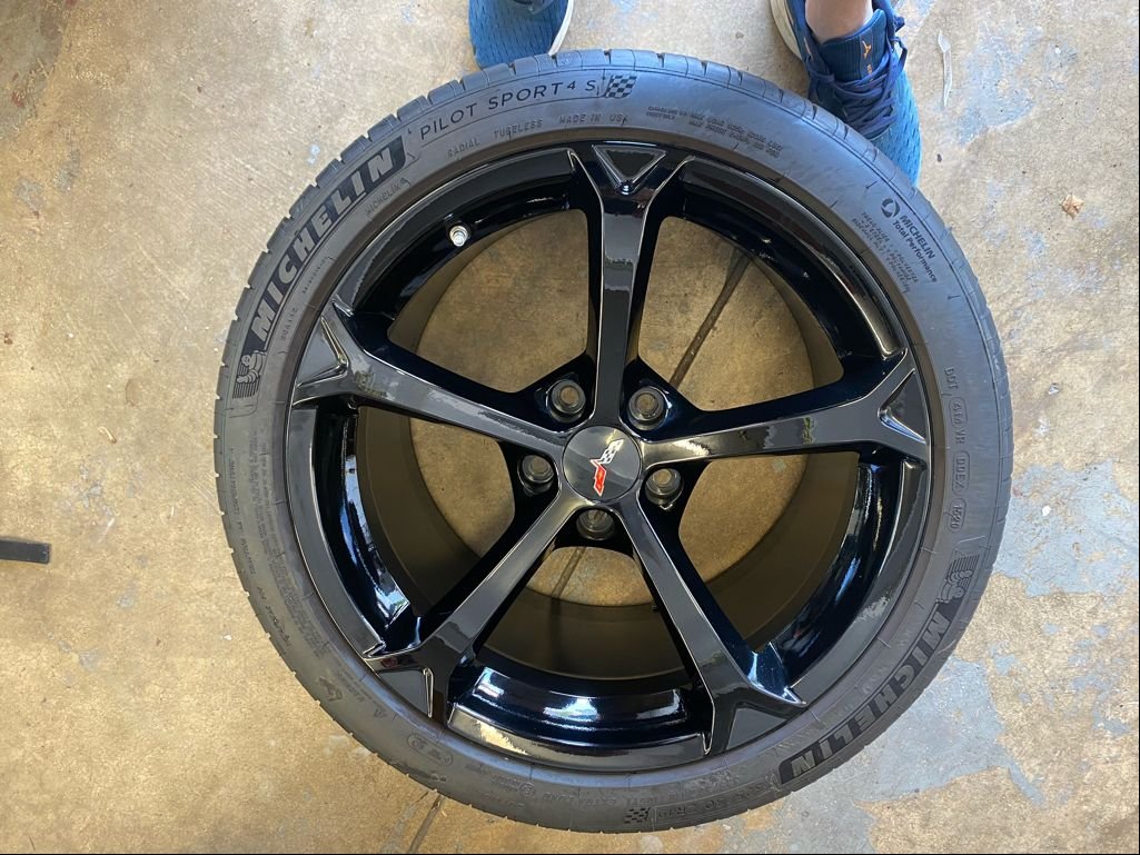 FS (For Sale) Grand Sport Gloss black wheels w/Michelin Pilot Sport 4s ...
