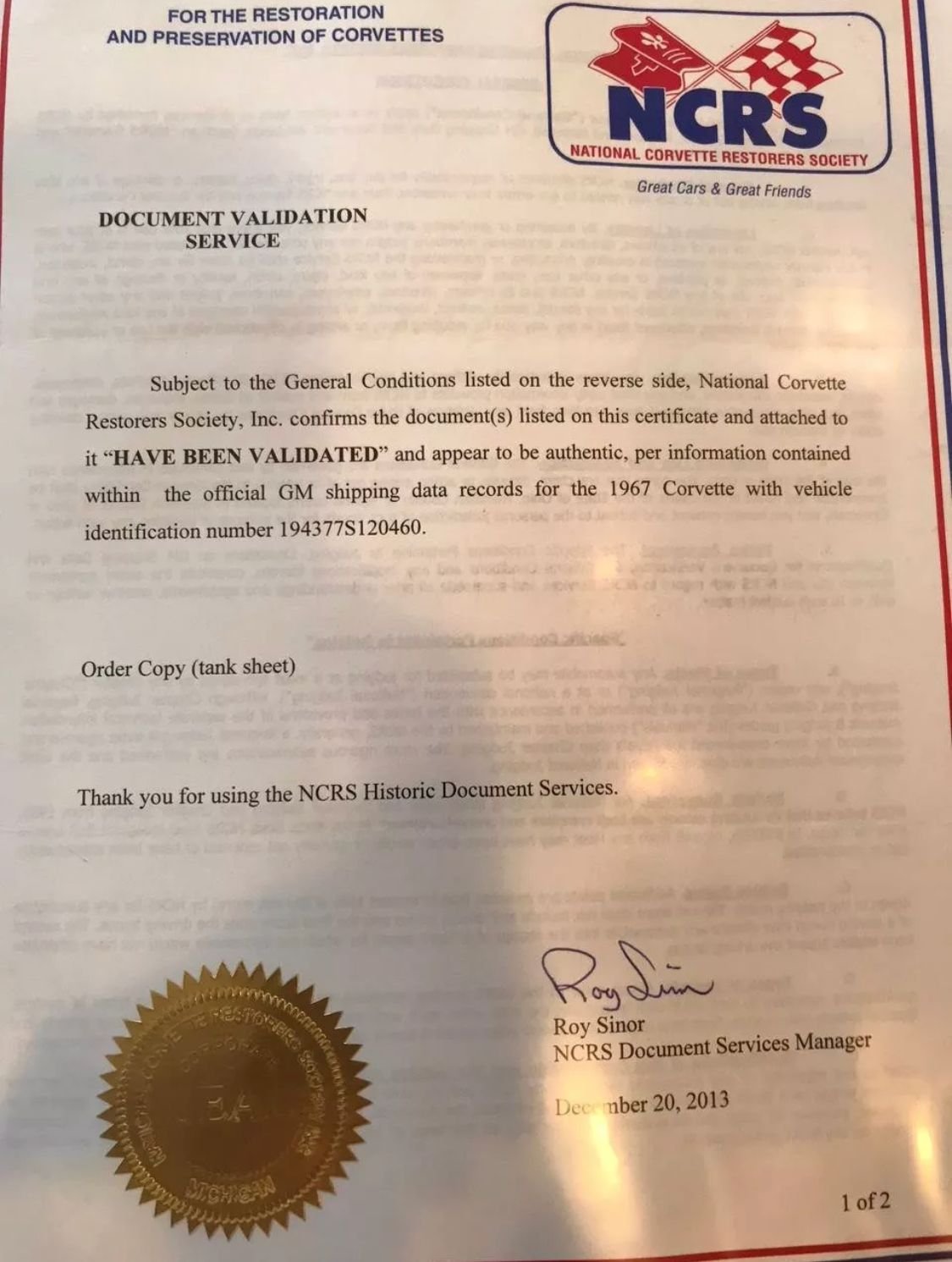 Tank sticker identification number - CorvetteForum - Chevrolet Corvette ...