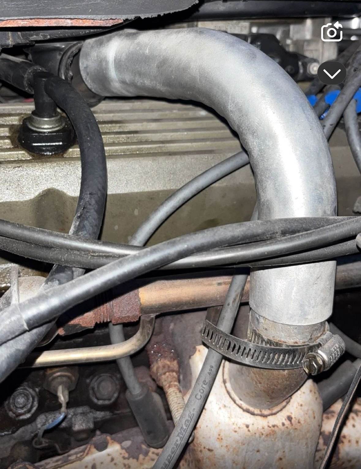 Elbow pipe attached to headers and intake on 84 crossfire vette ...