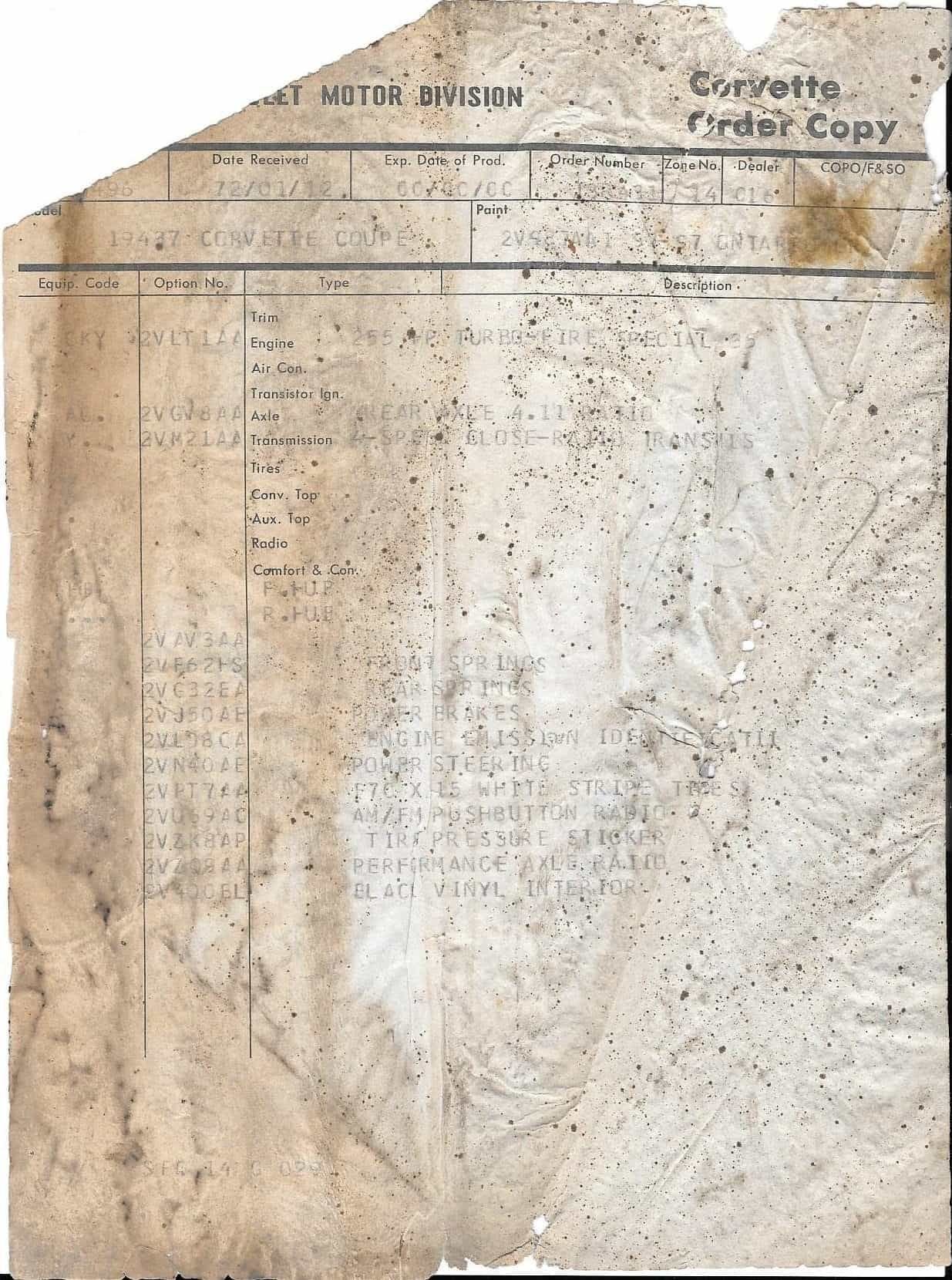 Tank sticker/build sheet question - CorvetteForum - Chevrolet Corvette ...