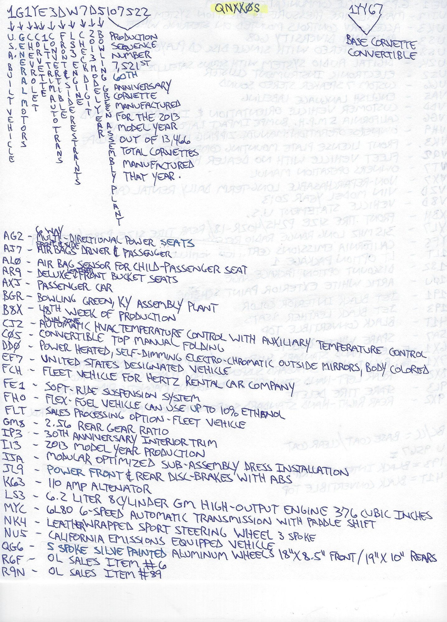 Need Help Deciphering 2013 SPI (service parts identification) Sticker ...