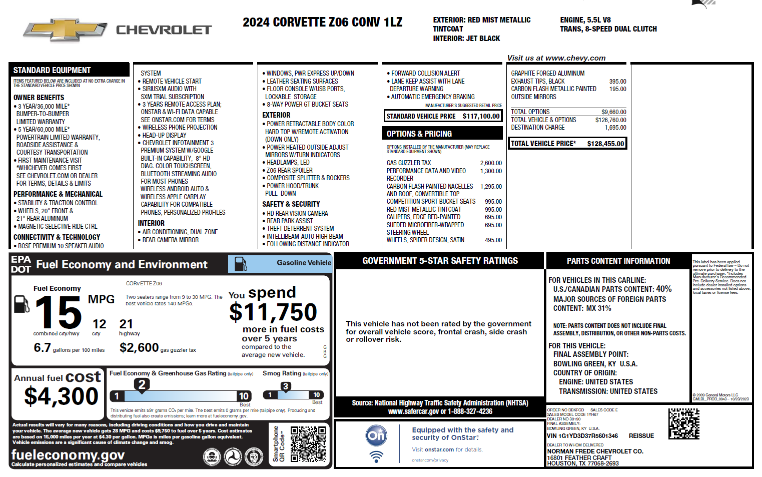 SOLD: 2024 Z06 1LZ Red Mist HTC 2500 miles - CorvetteForum - Chevrolet ...