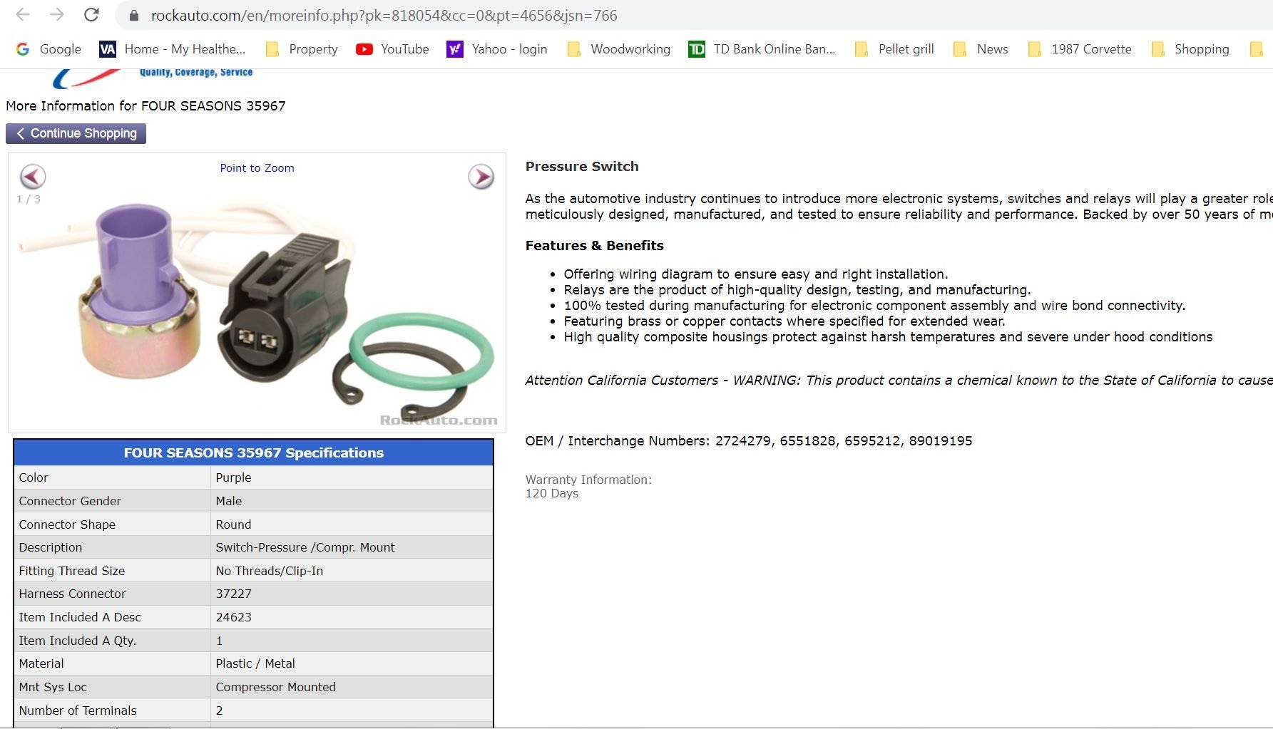 84 AC High Pressure Cut Out Switch (Compressor Mounted) - CorvetteForum ...