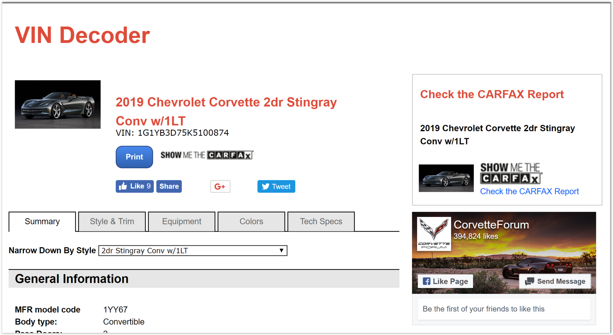 Help Decoding a VIN - CorvetteForum - Chevrolet Corvette Forum Discussion