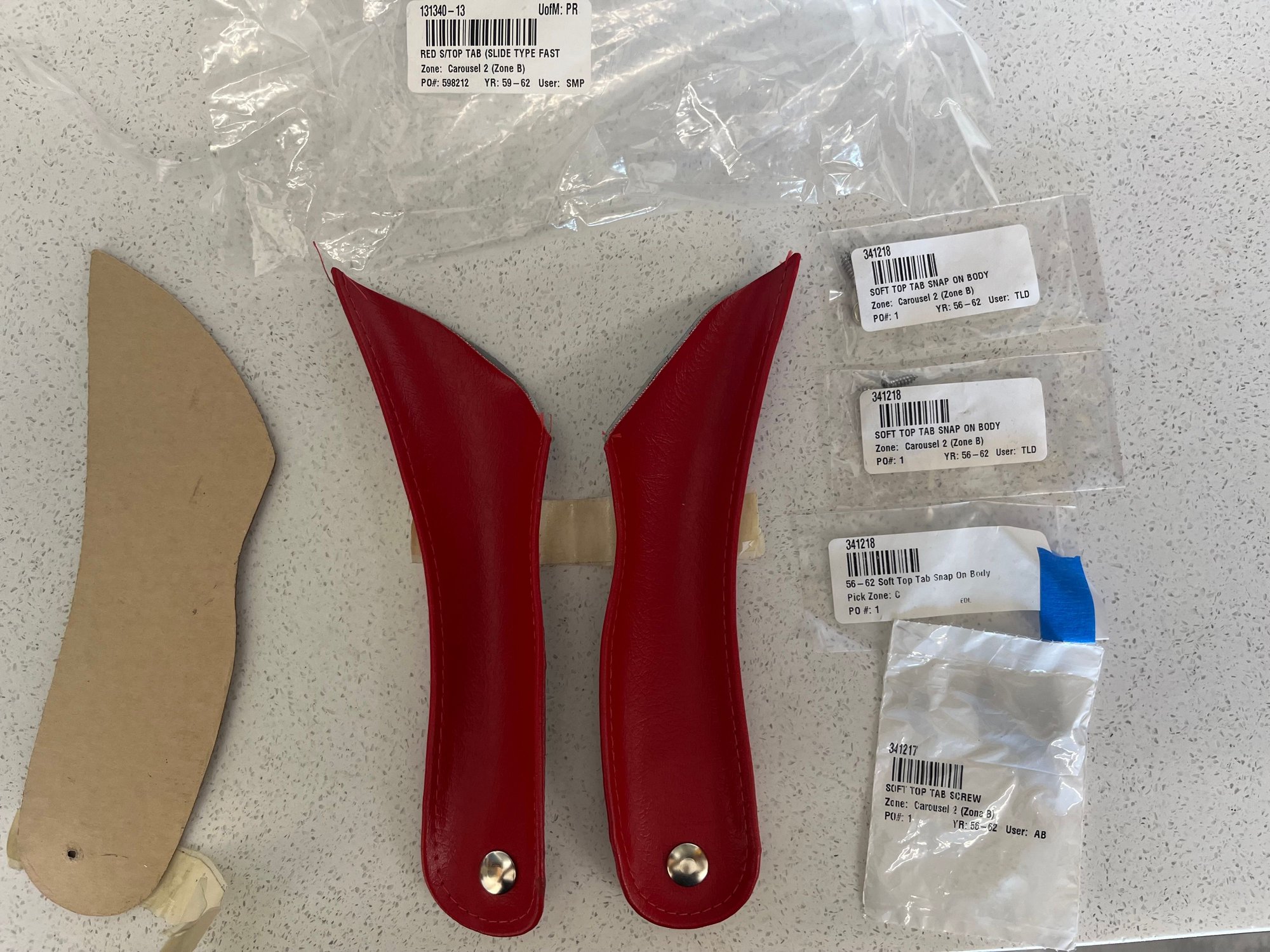 FS (For Sale) 59-62 Convertible Top Tabs - Slider Fastener ...