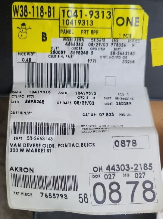 FS (For Sale) Front Bumper Outer Valance Set GM OEM 10419312 10419313 ...