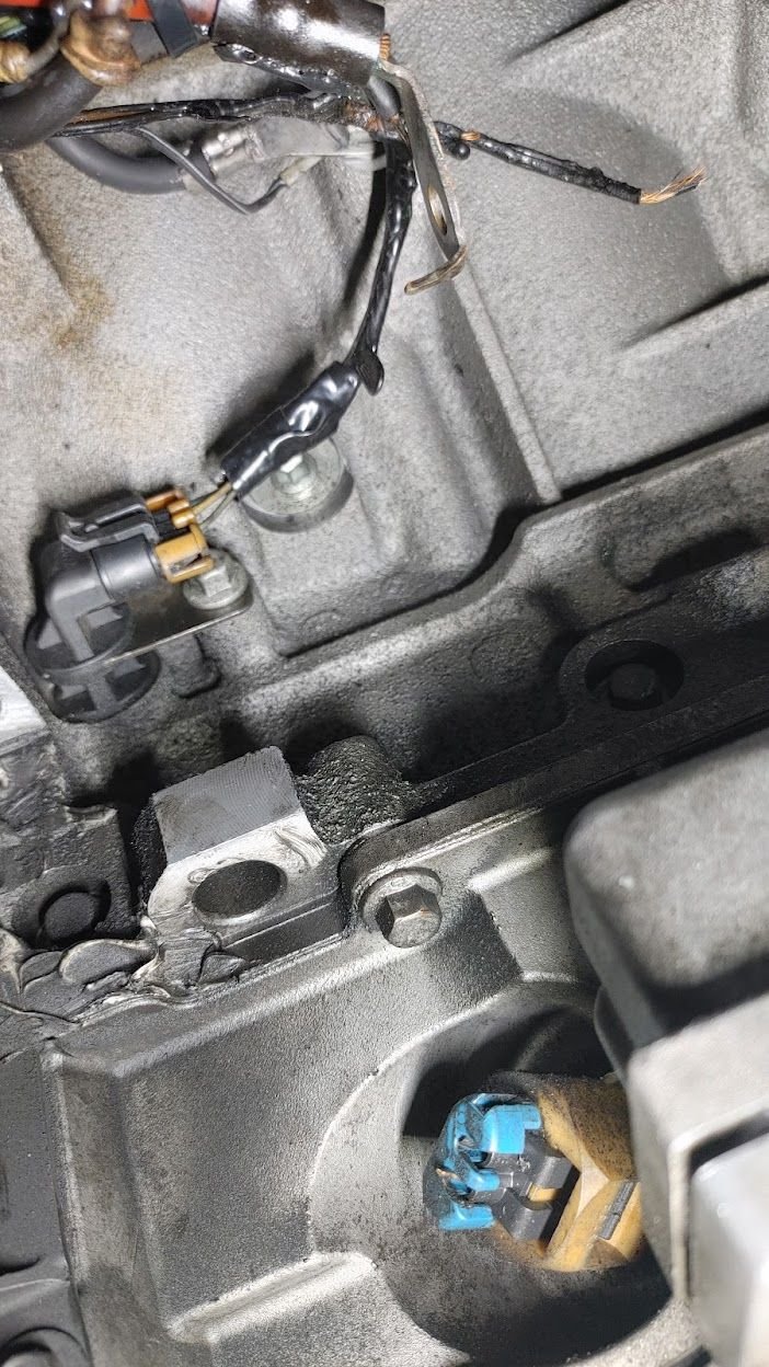 2002 base c5 wire wrapped/melted around Oil dipstick tube ...