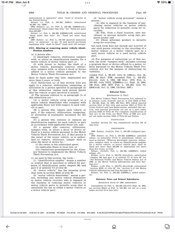 Federal law regarding VIN tag removal - CorvetteForum - Chevrolet ...