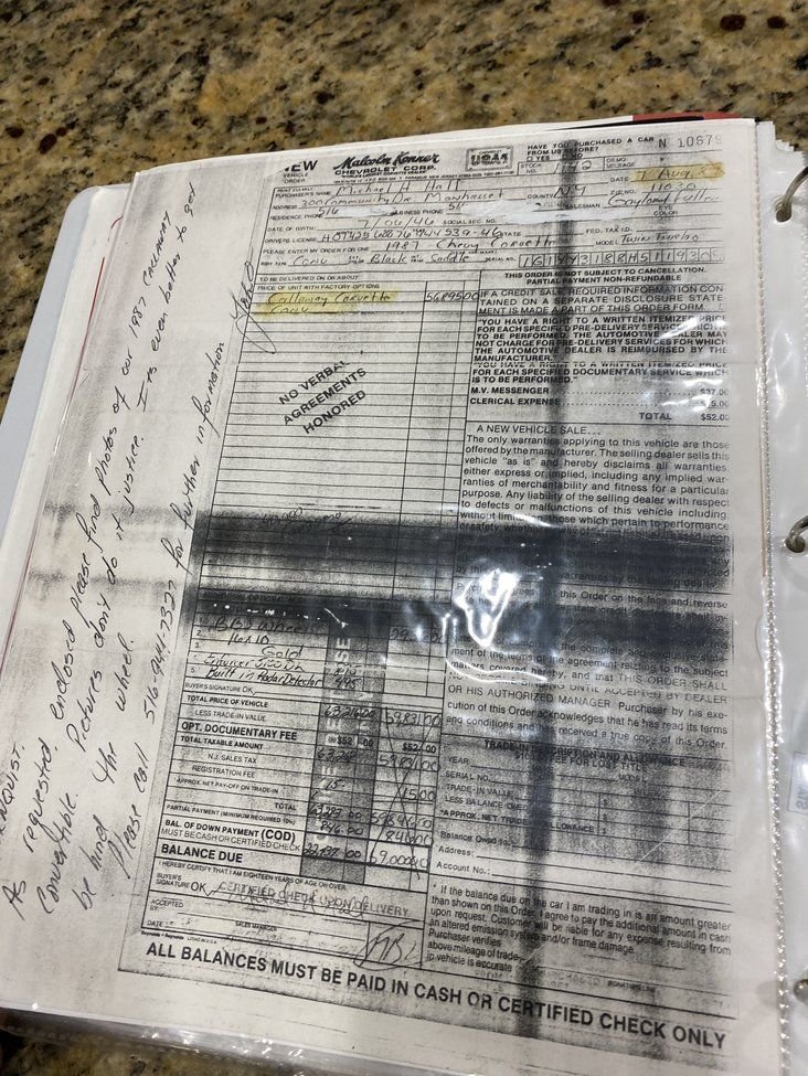 Dealer Doc Fees from the #1 Corvette Dealer 35 years ago were cheap ...