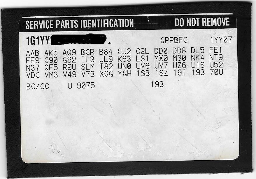 build sheet decoder - CorvetteForum - Chevrolet Corvette Forum Discussion