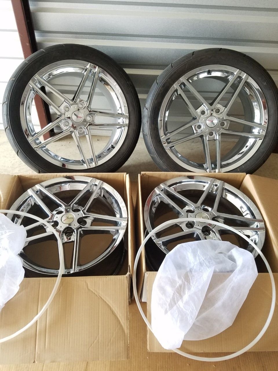 FS (For Sale) 19" Chrome rims & Nitto NT05R drag radials-C6 ...