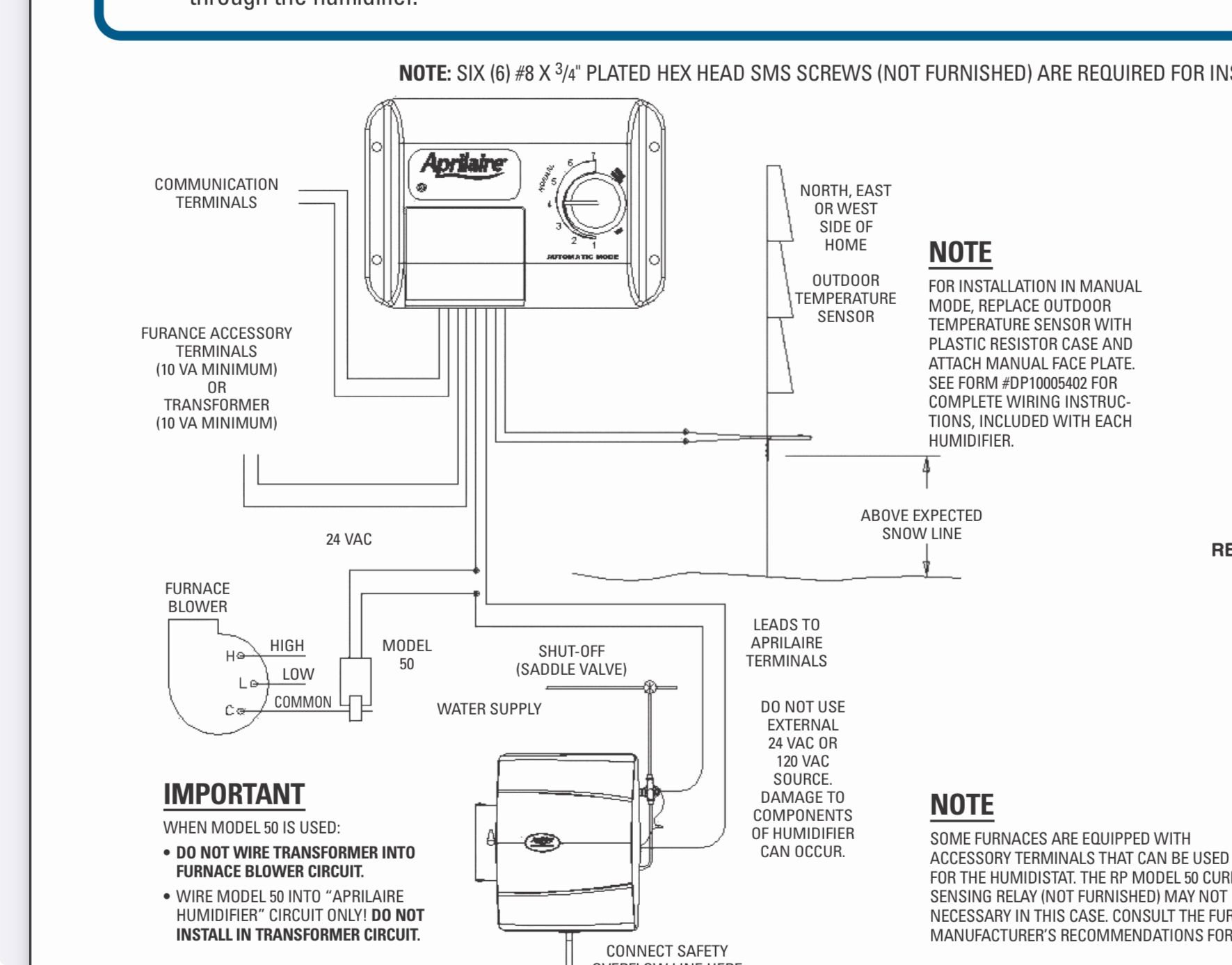Connecting Aprilaire Manual Humidistat - DoItYourself.com Community Forums