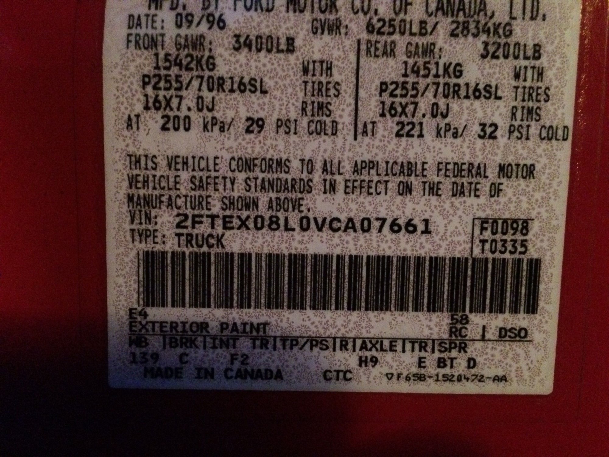 Question about door jamb sticker/options - Ford F150 Forum - Community ...