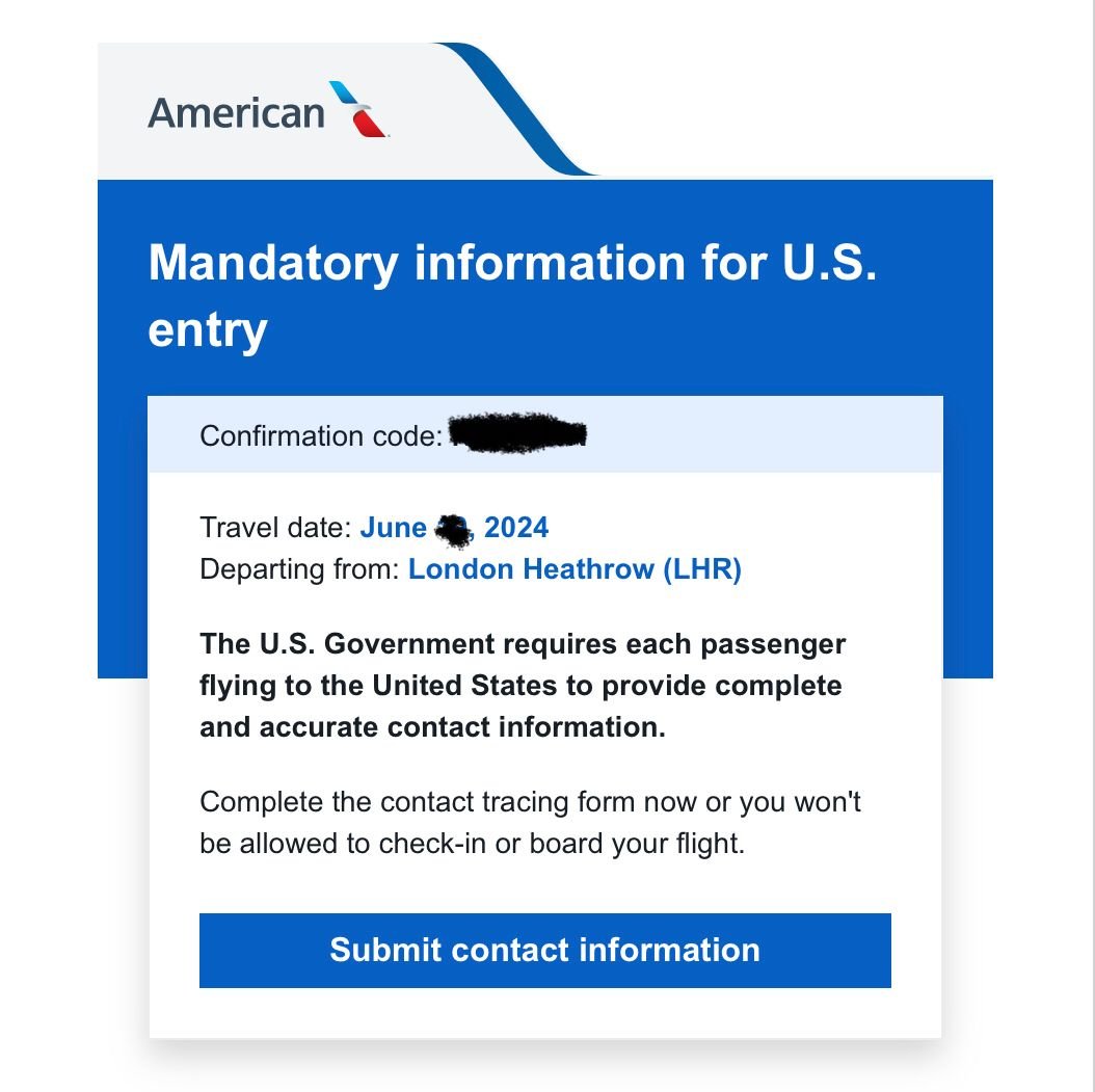 Contact Tracing Forms? - FlyerTalk Forums