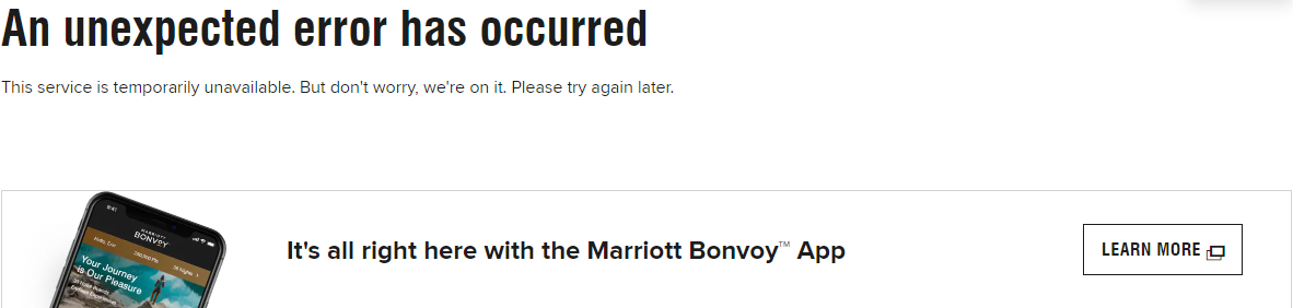 "An unexpected error has occurred" during booking - FlyerTalk Forums