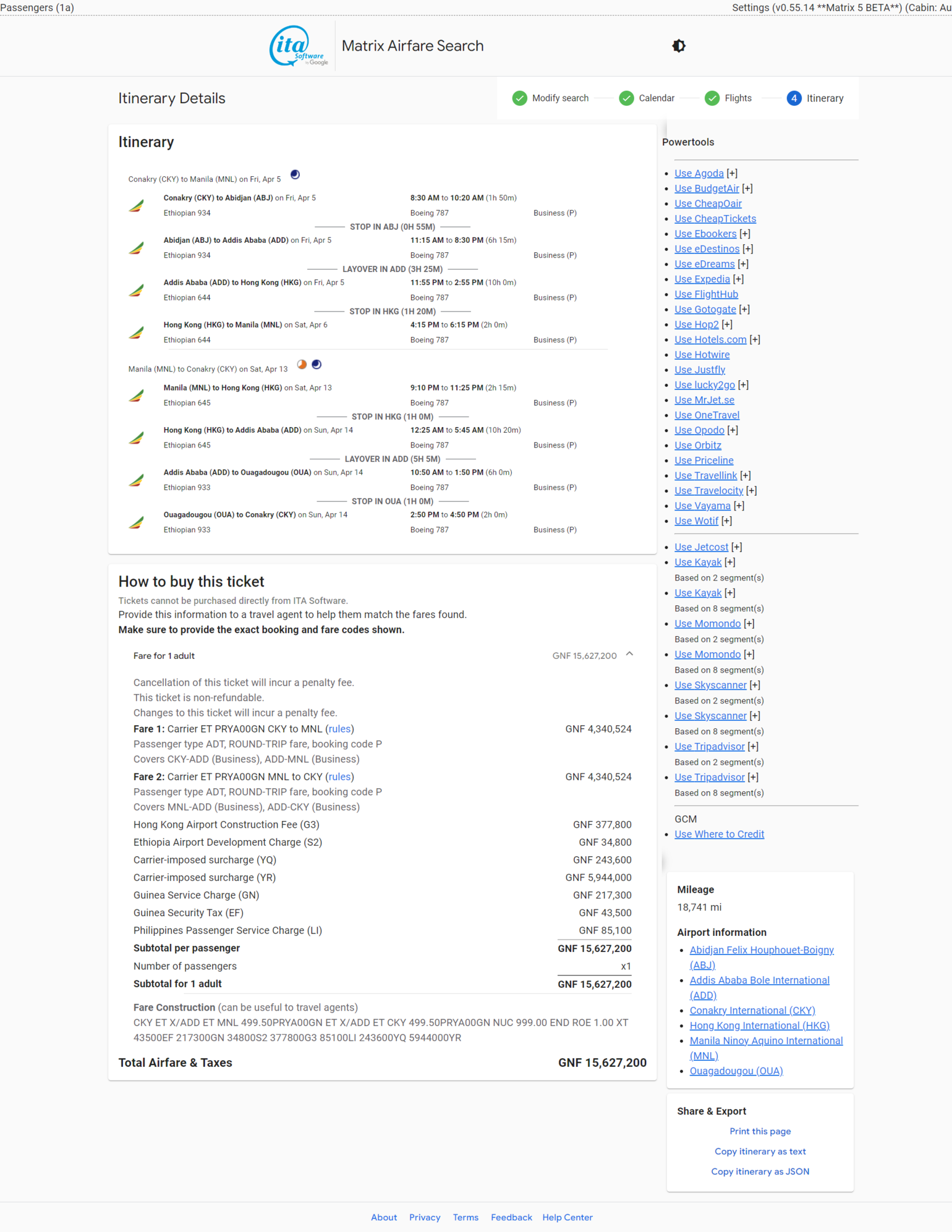 ET - CKY-MNL - 14,514,600 GNF / $1,690 USD r/t - Business - FlyerTalk ...