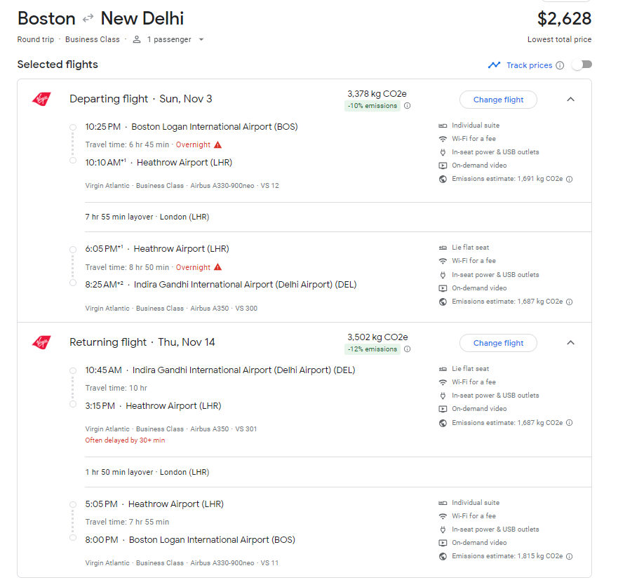 VS BOS-DEL RT, Upper Class (Z), $2628 - FlyerTalk Forums