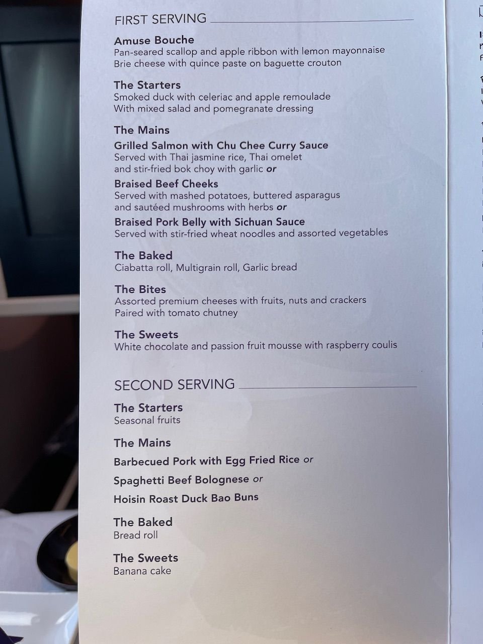 In Flight Menu / service - FlyerTalk Forums