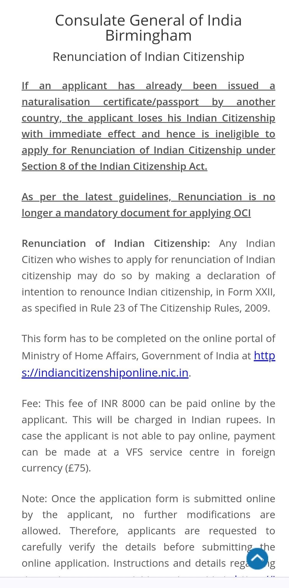 Major change for OCI holders..Renunciation certificate requirement ...