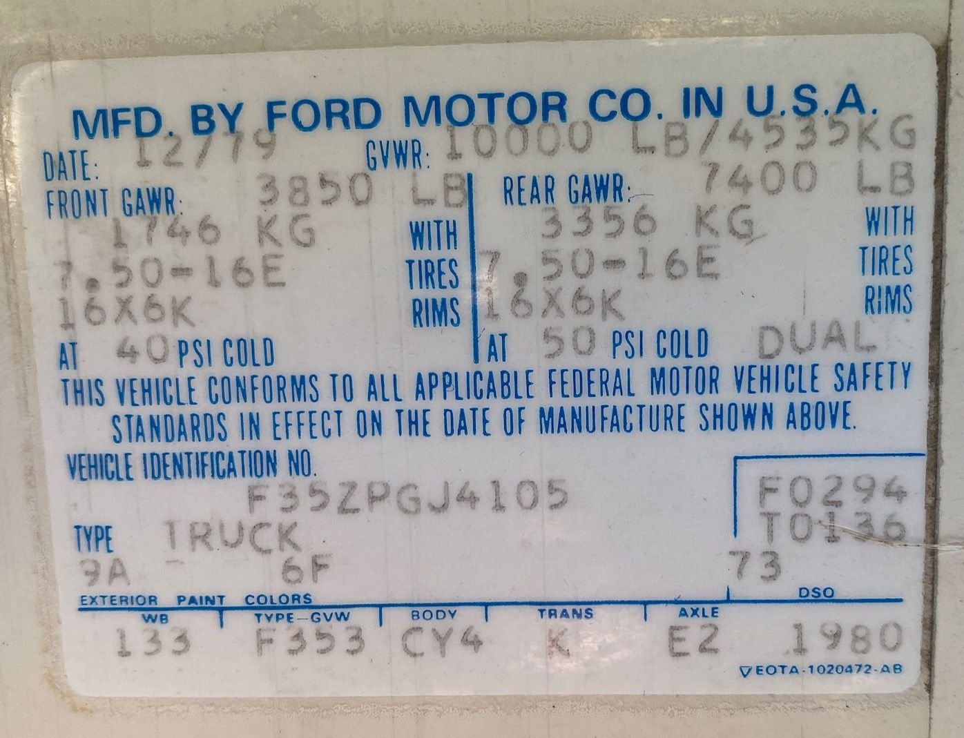 1980 VIN Decoder? - Ford Truck Enthusiasts Forums