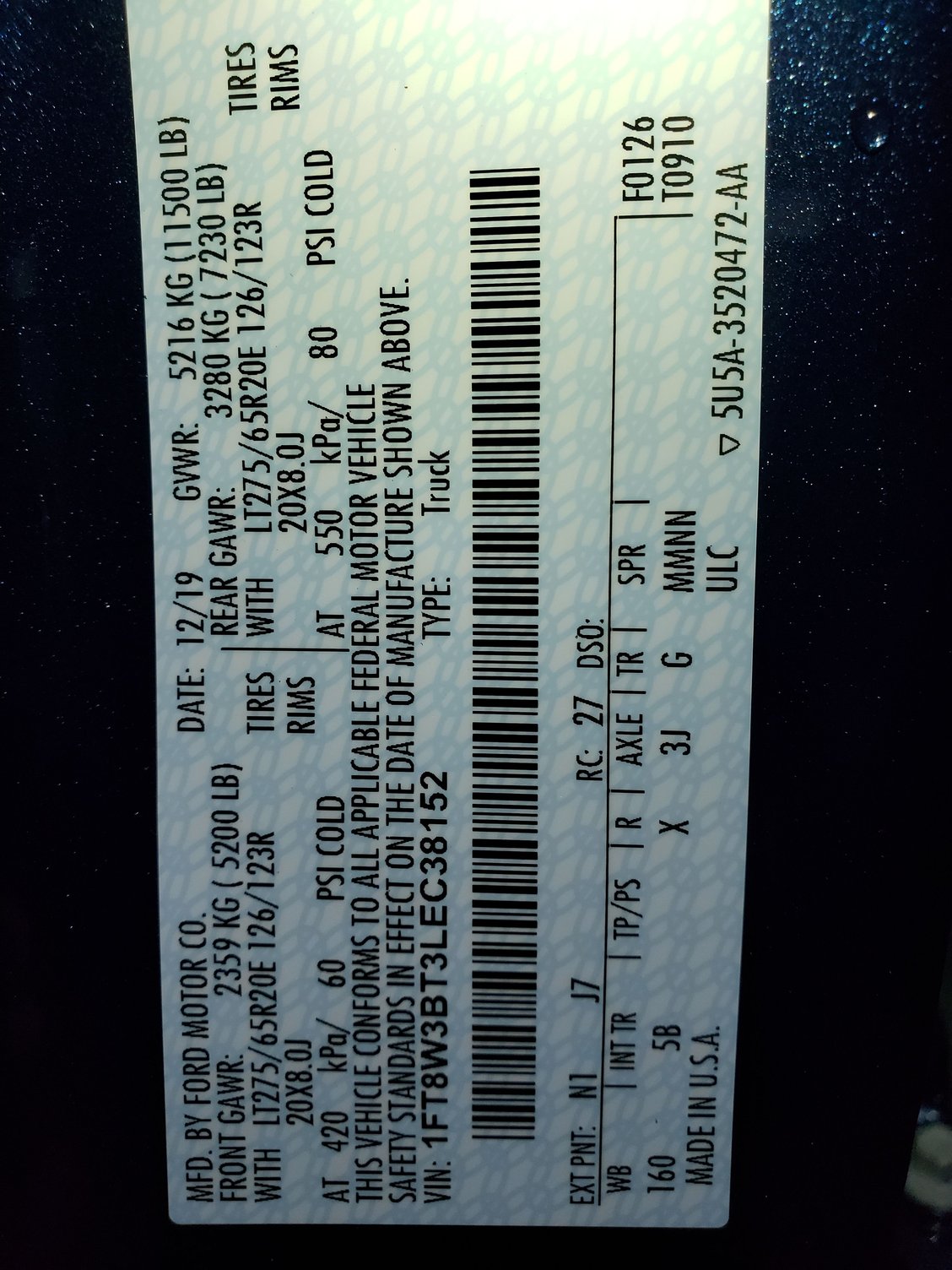 2020+ F250 with 10,800 gvrw PAYLOAD STICKERS! - Ford Truck Enthusiasts ...