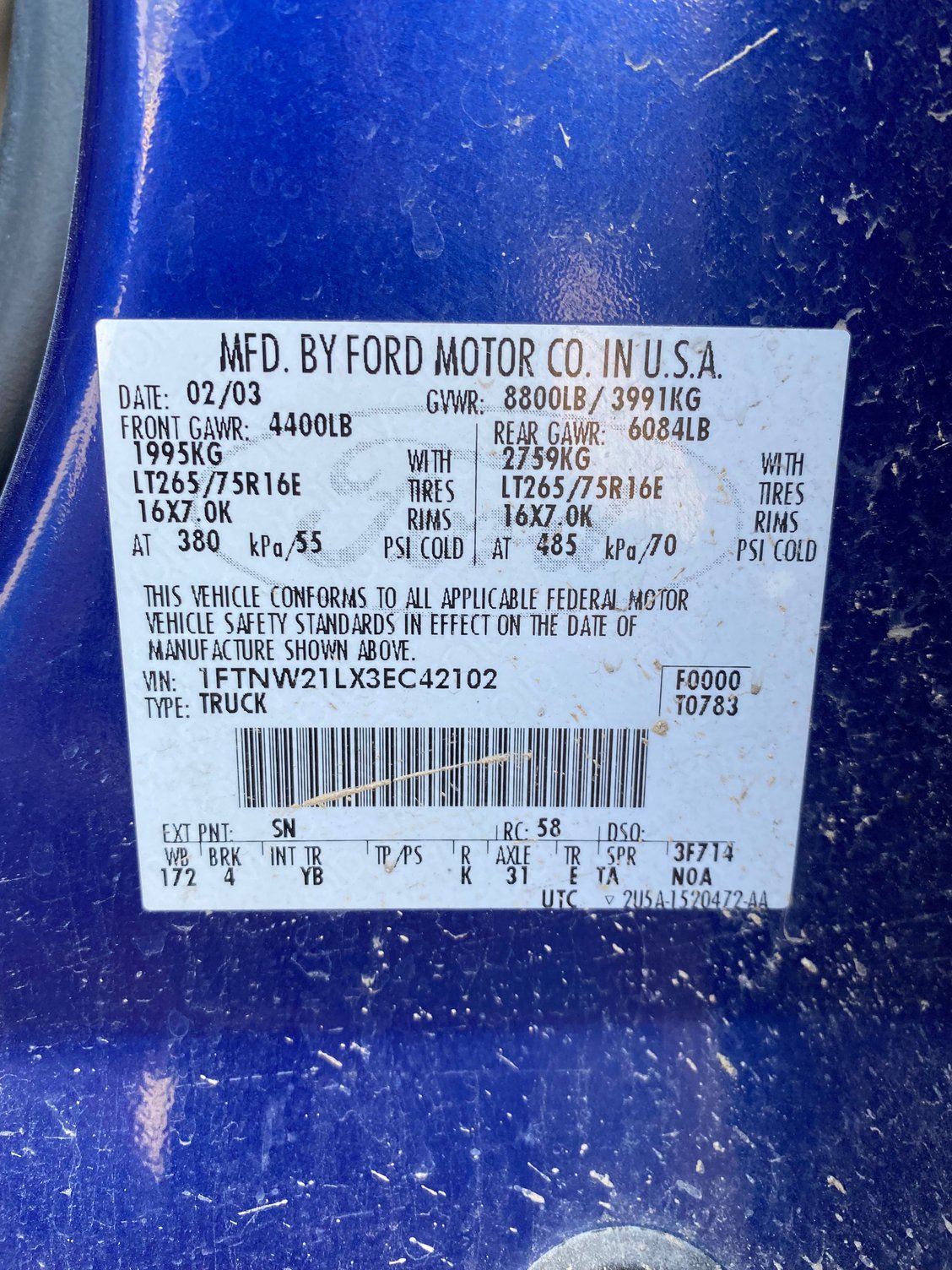 03 5.4 Rear Axle Tag Identification Help - Ford Truck Enthusiasts Forums