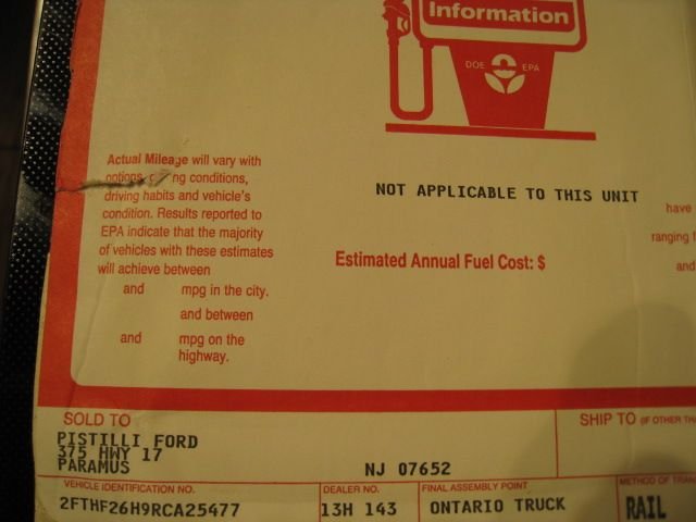 Anybody have their window sticker for 1994 F-Series? - Ford Truck ...