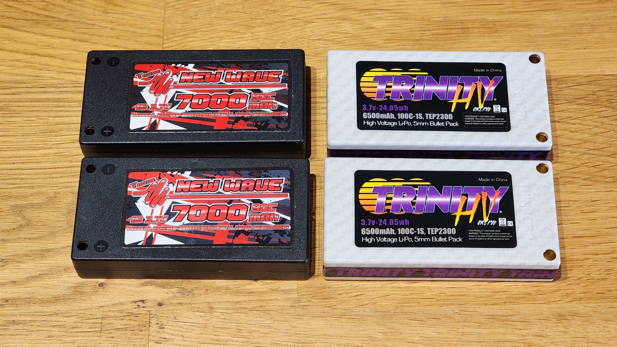 Two Trinity 6500 & Two Team New Wave 7000 1S 3.7v Lipo batteries Pan ...