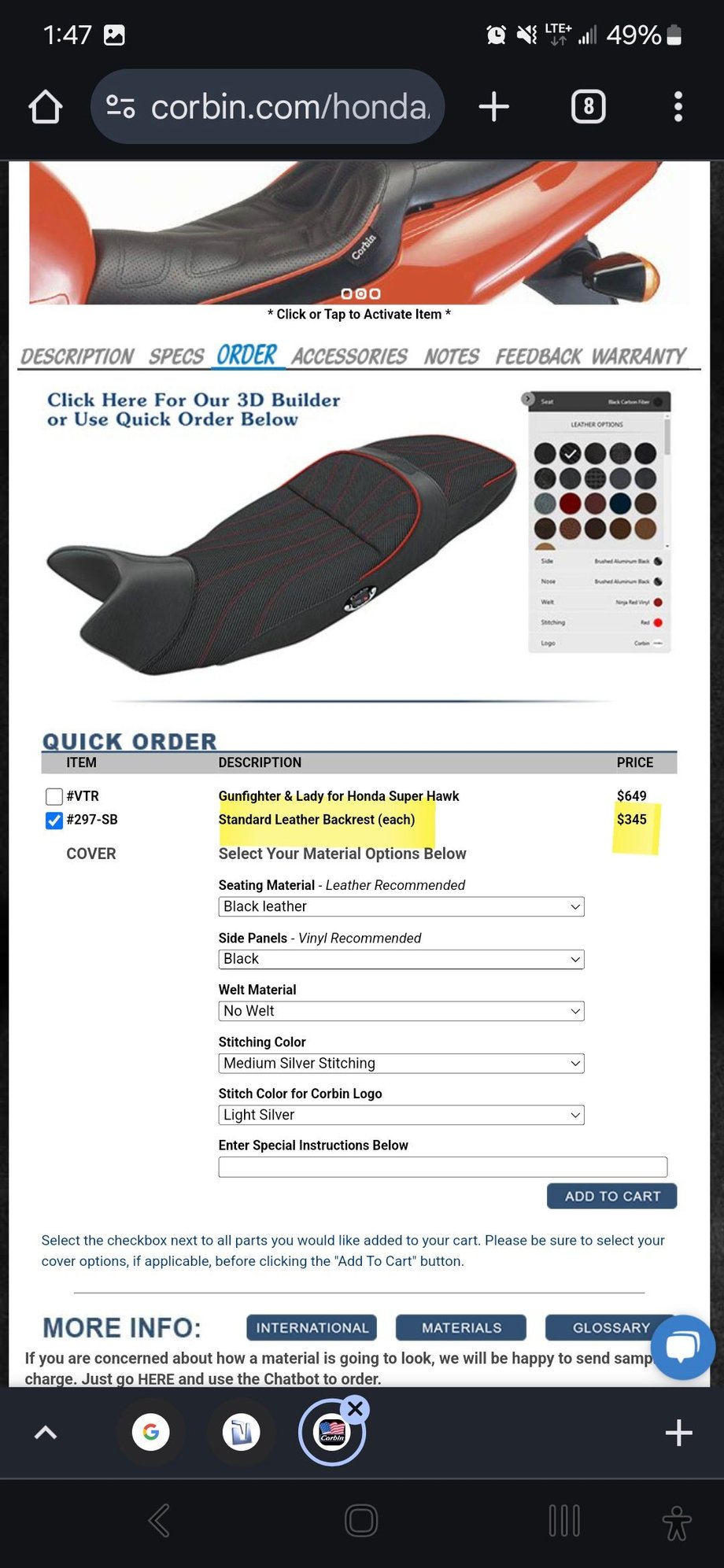 Corbin Gunfighter Passenger Backrest $100 - SuperHawk Forum